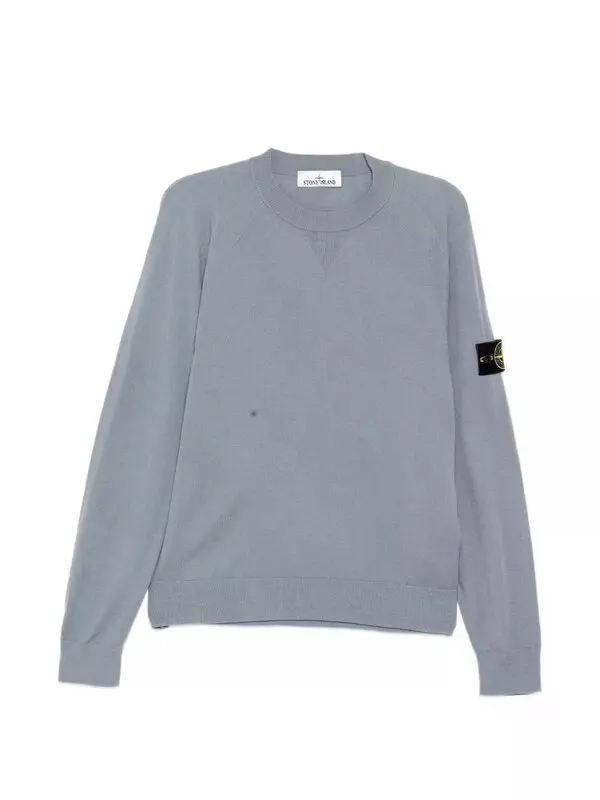 Stone Island Logo Patch Raglan Sleeve Sweater - Blue