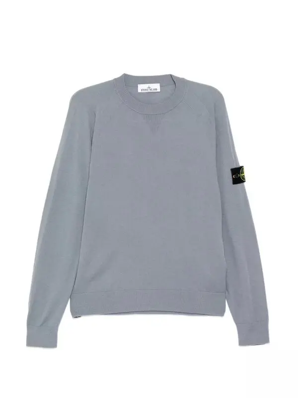 Stone Island Logo Patch Raglan Sleeve Sweater - Blue