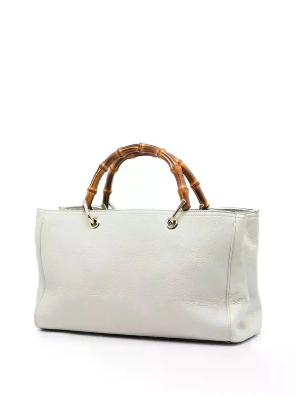 Gucci 2016-2026 Medium Calfskin Bamboo Shopper Satchel - White