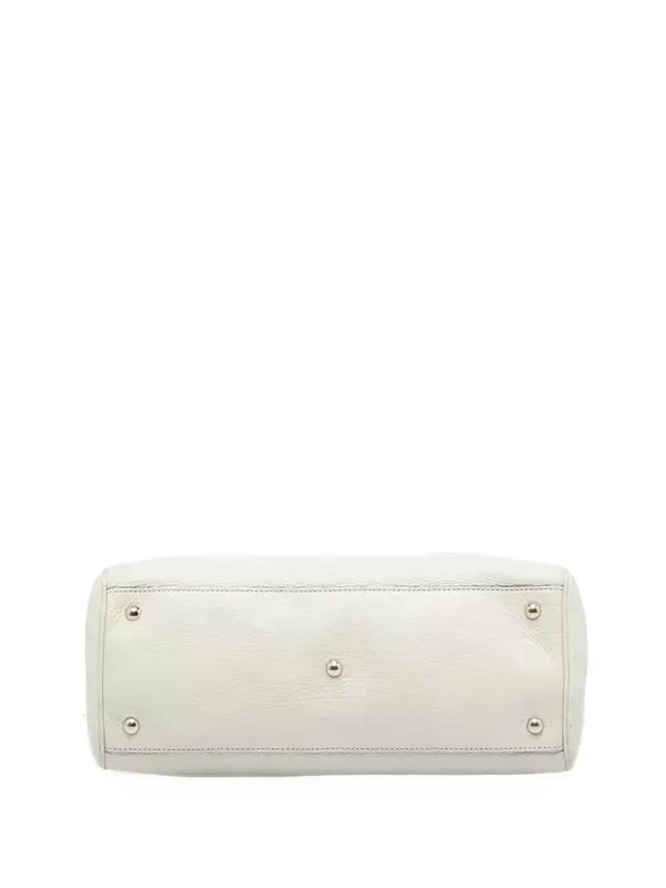 Gucci 2016-2026 Medium Calfskin Bamboo Shopper Satchel - White