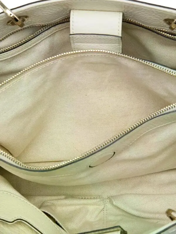 Gucci 2016-2026 Medium Calfskin Bamboo Shopper Satchel - White