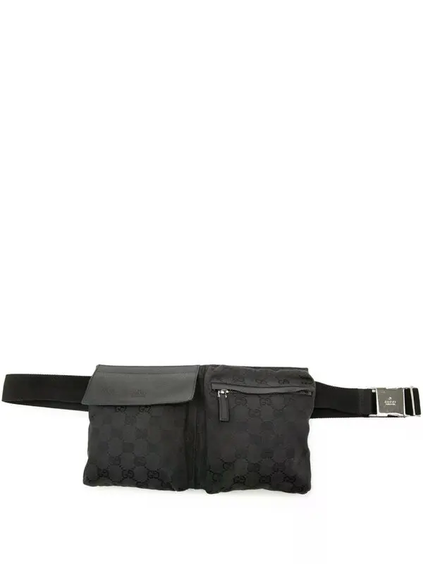 Gucci 2000-2015 Gg Canvas Double Pocket Belt Bag - Black