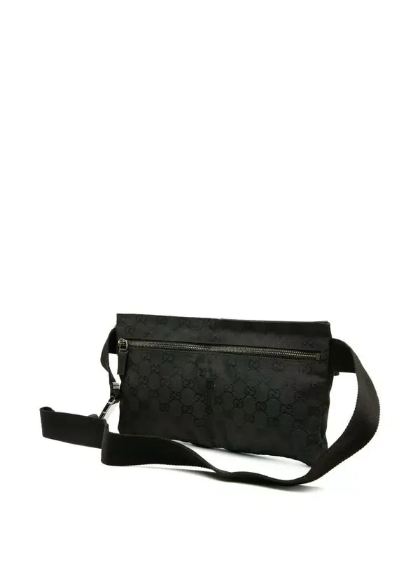 Gucci Gg Canvas Double Pocket Belt Bag - Black