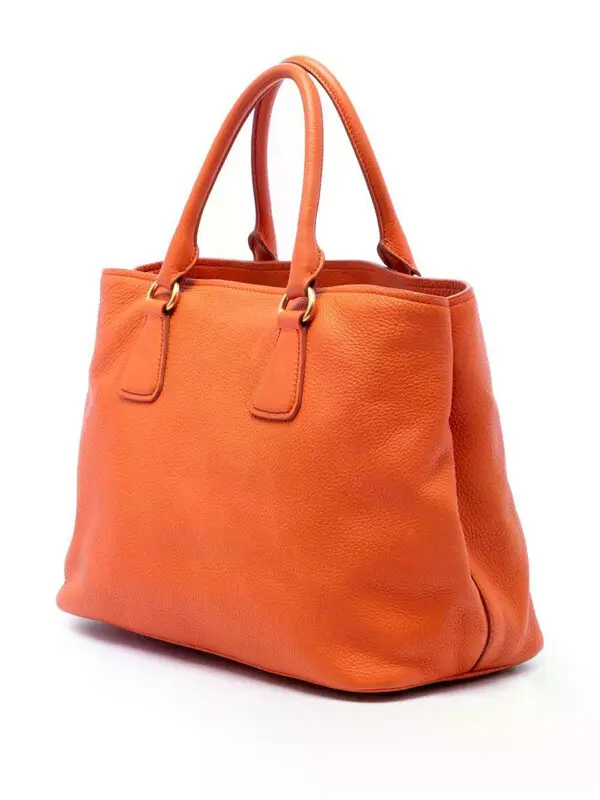 Prada Vitello Daino Open Convertible Tote Satchel - Orange