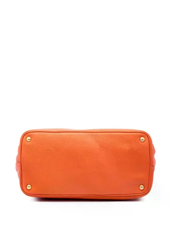 Prada Vitello Daino Open Convertible Tote Satchel - Orange