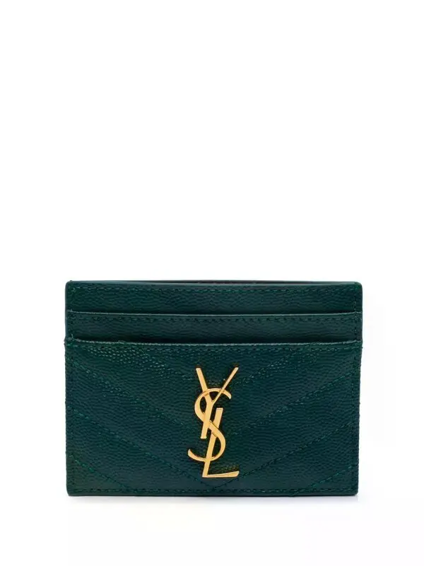 Saint Laurent 2023 Grain De Poudre Cassandre Card Holder - Green