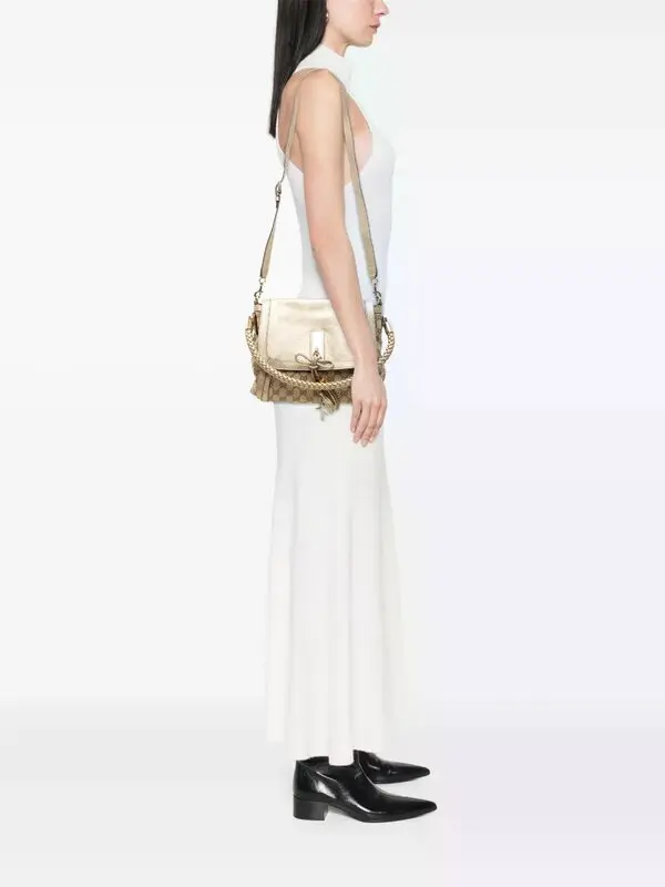 Gucci Gg Canvas Bella Flap Satchel - Gold