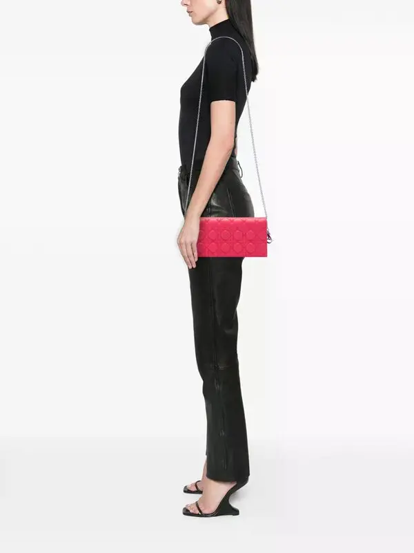 Dior Lambskin Cannage Lady Wallet On Chain Crossbody Bag - Pink