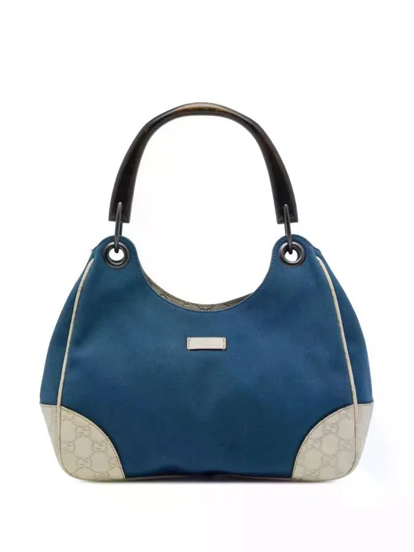 Gucci 2016-2026 Guccissima Trimmed Canvas Colbert Shoulder Bag - Blue