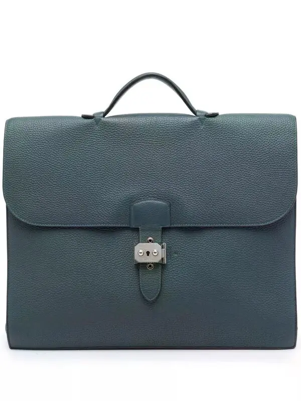 Hermès 2013 Togo Verso Sac A Depeches 38 Business Bag - Blue