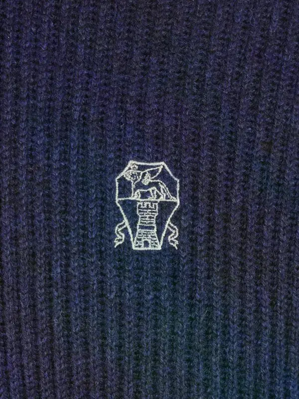 Brunello Cucinelli Ribbed-knit Zip-up Hoodie - Blue