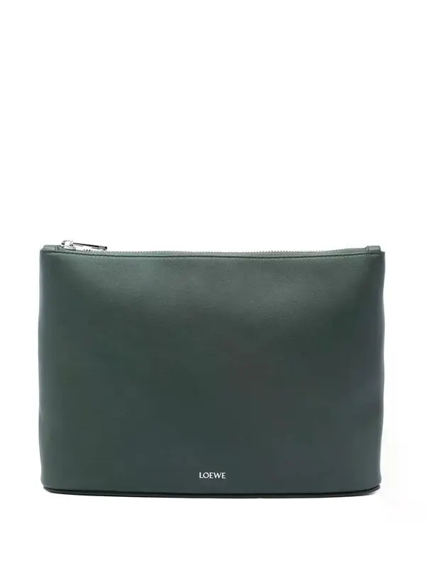 Loewe 2017-2026 Leather Logo Clutch Bag - Green