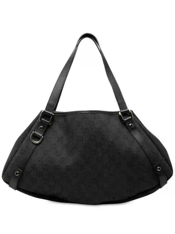 Gucci 2000-2015 Gg Denim Abbey D Ring Tote Bag - Black