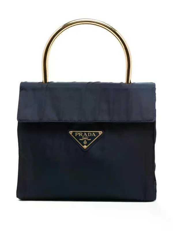 Prada 2013-2026 Tessuto Metal Top Handle Bag Handbag - Black