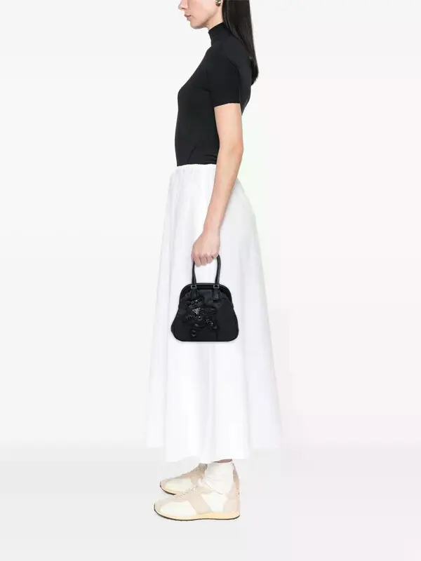 Prada 2000-2013 Beaded Tessuto Evening Bear Frame Handbag Shoulder Bag