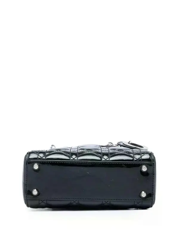 Dior 2016 Mini Patent Cannage Lady Satchel - Black