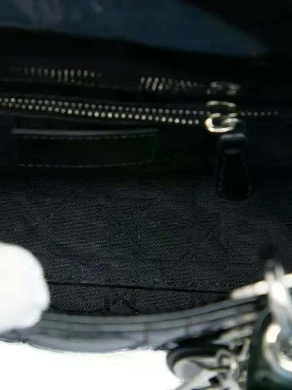 Dior 2016 Mini Patent Cannage Lady Satchel - Black
