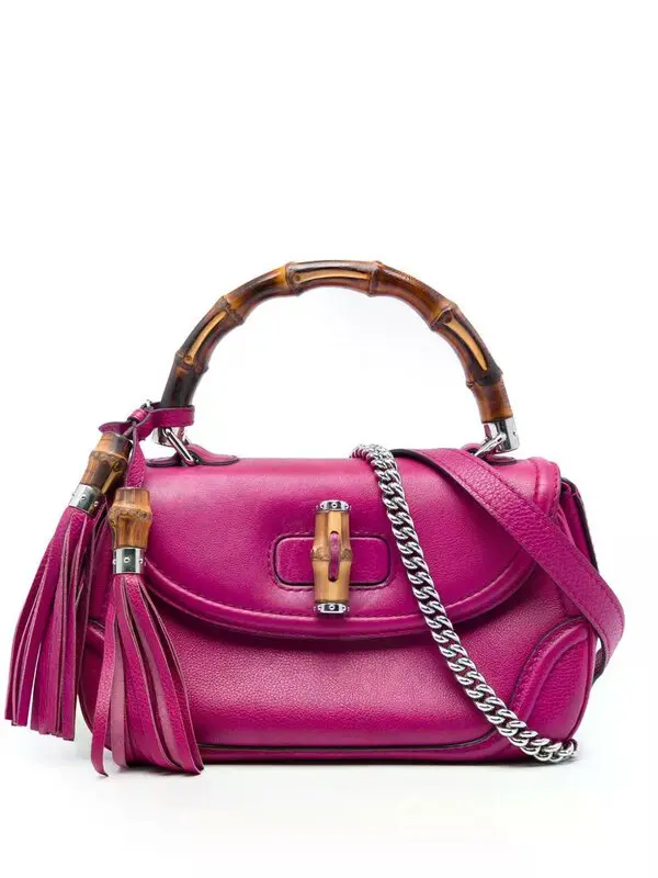 Gucci 2016-2026 Medium Calfskin Bamboo Top Handle Bag Satchel - Pink