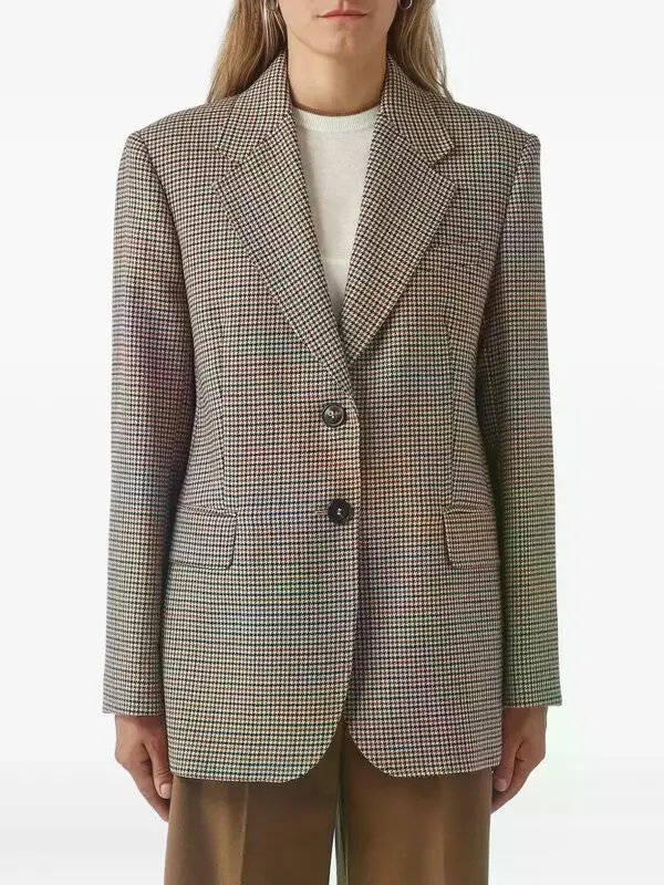 Max Mara Houndstooth Wool Blazer - Brown