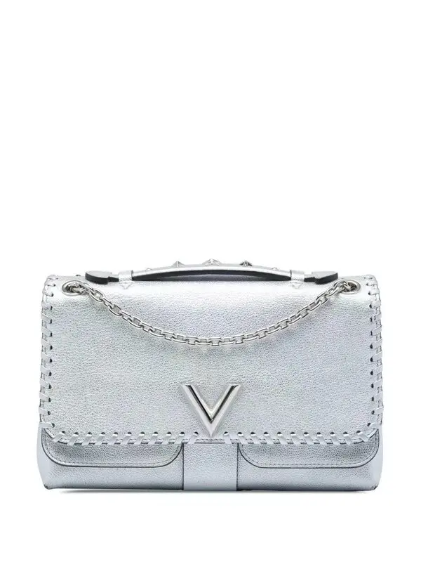 LOUIS VUITTON 2017 Metallic Cuir Plume Ecume Very Chain Bag Satchel - Silver