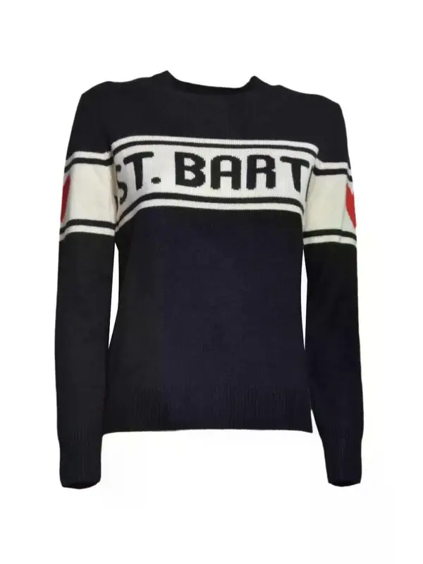 MC2 SAINT BARTH Logo-intarsia Heart-motif Sweater - Black