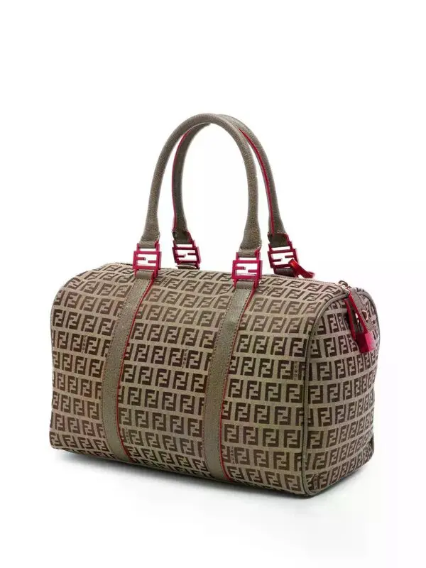 Fendi 2010-2026 Zucchino Canvas Forever Bauletto Boston Bag - Neutrals