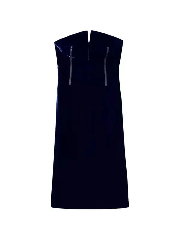 TOM FORD Strapless Grosgrain-trimmed Midi Dress - Blue