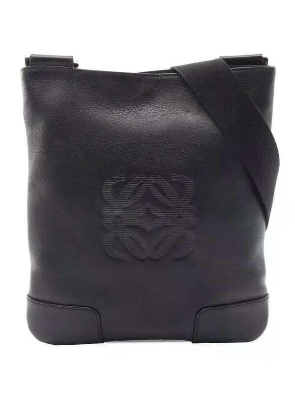 Loewe 2010-2026 Leather Anagram Crossbody Bag - Black