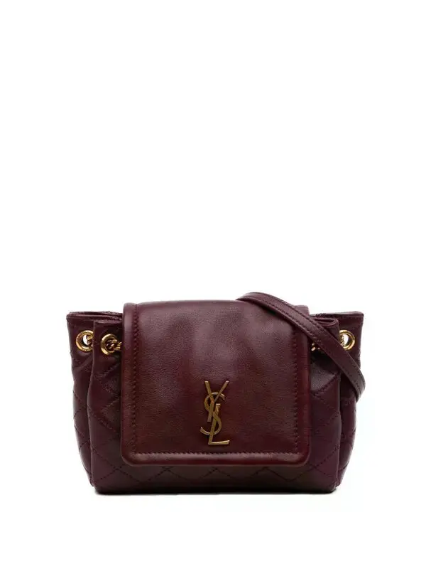 Saint Laurent 2025 Mini Quilted Lambskin Monogram Nolita Bag Crossbody Bag - Red