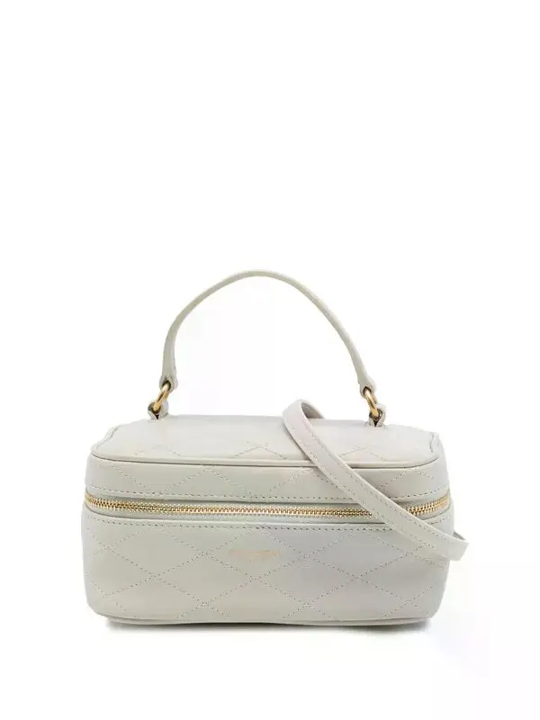 Saint Laurent 2021 Mini Quilted Lambskin Gaby Vanity Bag Satchel - White