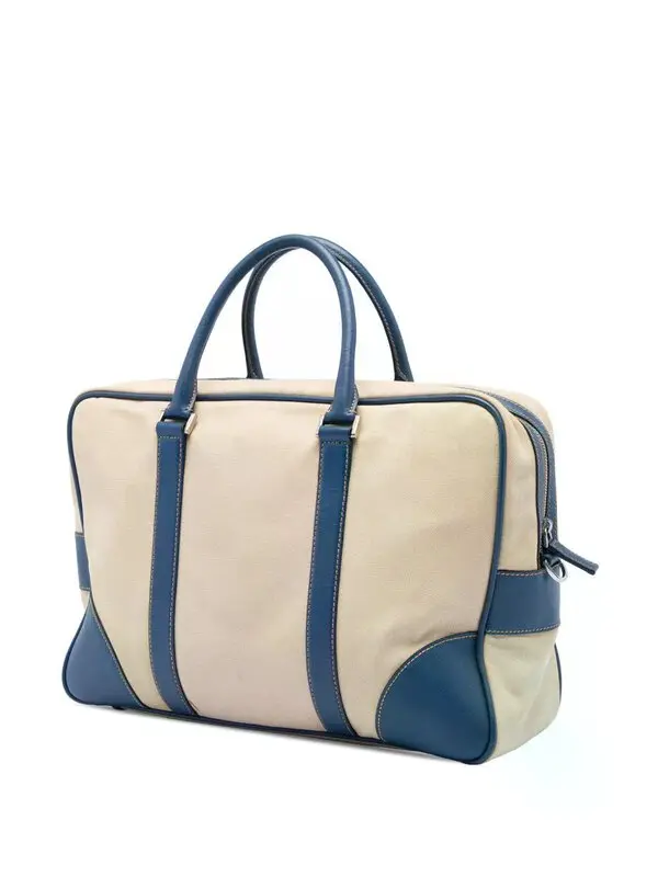 Prada Saffiano Trimmed Canvas Briefcase Business Bag
