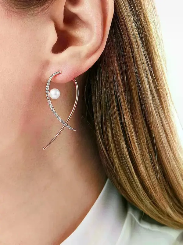 Yoko London 18k Rose Gold Pearl And Diamond Earrings