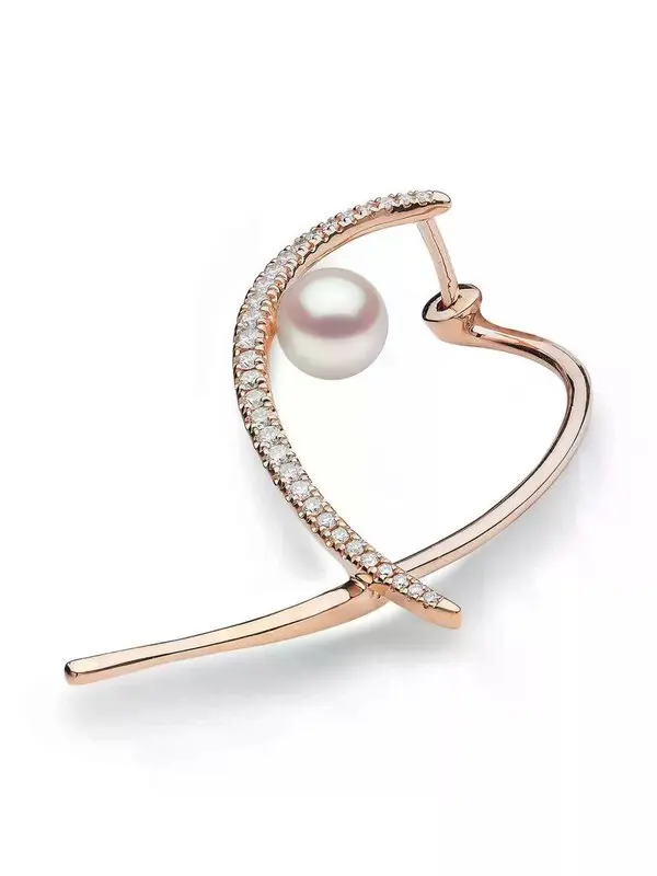 Yoko London 18k Rose Gold Pearl And Diamond Earrings