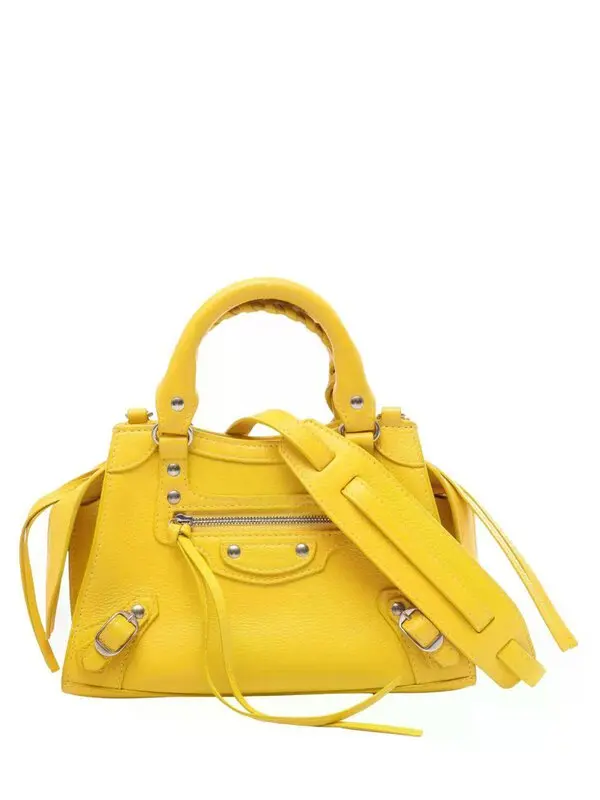 Balenciaga 2018-2026 Mini Calfskin Motocross Neo Classic City Satchel - Yellow