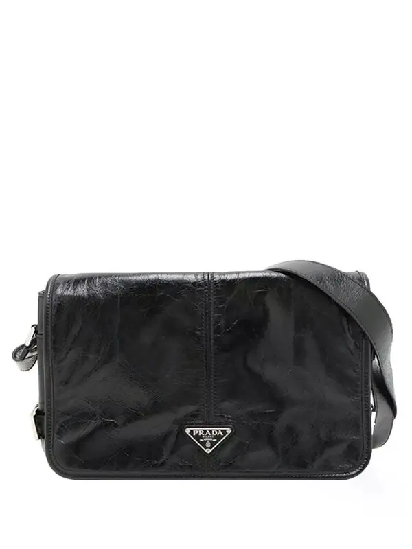 Prada 2013-2026 Vitello Shine Messenger Bag Crossbody Bag - Black