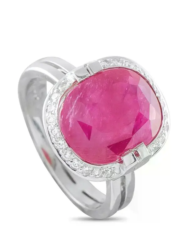 LB EXCLUSIVE 18k White Gold Ruby And Diamond Ring - Silver