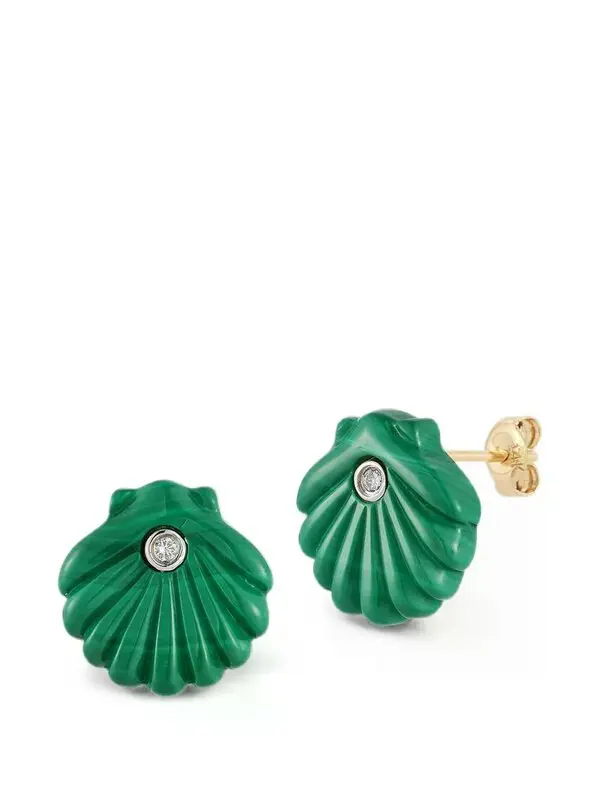 Mateo Venus Carved Malachite And Diamond Earrings