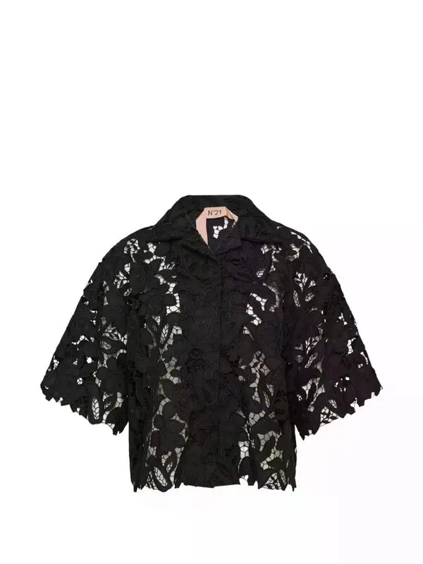 N°21 Floral-lace Blouse - Black