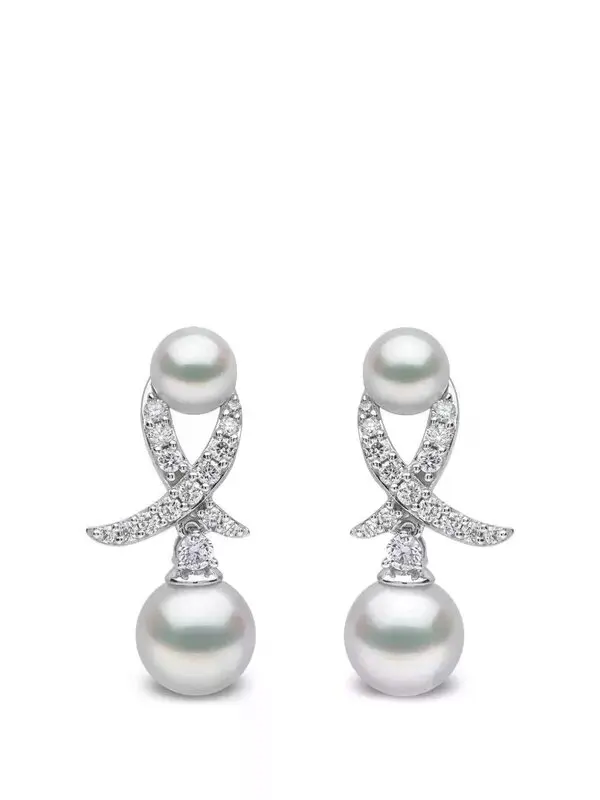 Yoko London Akoya Pearl And Diamond Earrings - Silver