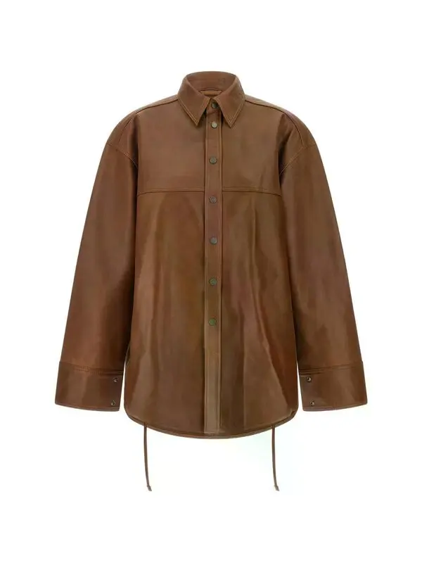 HAIKURE Victoria Leather Shirt - Brown