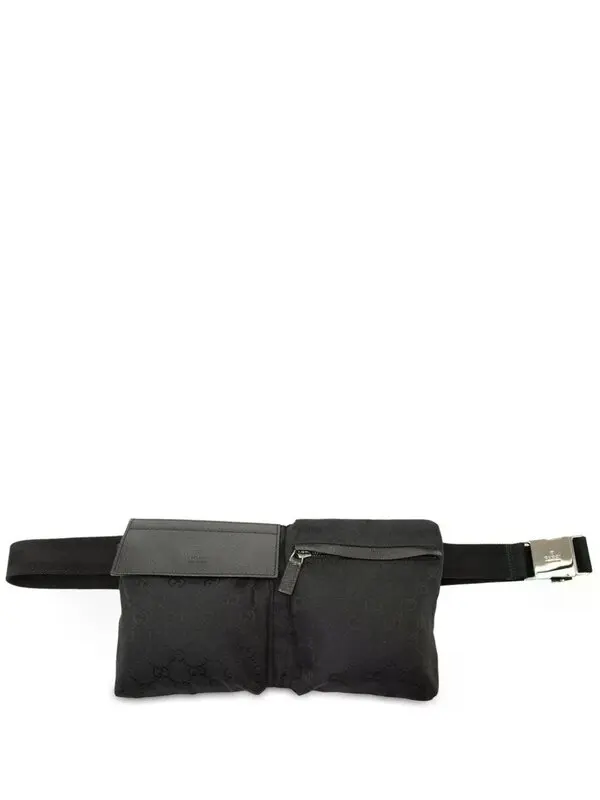 Gucci 2000-2015 Gg Canvas Double Pocket Belt Bag - Black