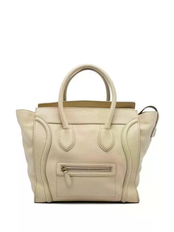 Celine 2010 Mini Drummed Calfskin Luggage Tote Bag - Neutrals