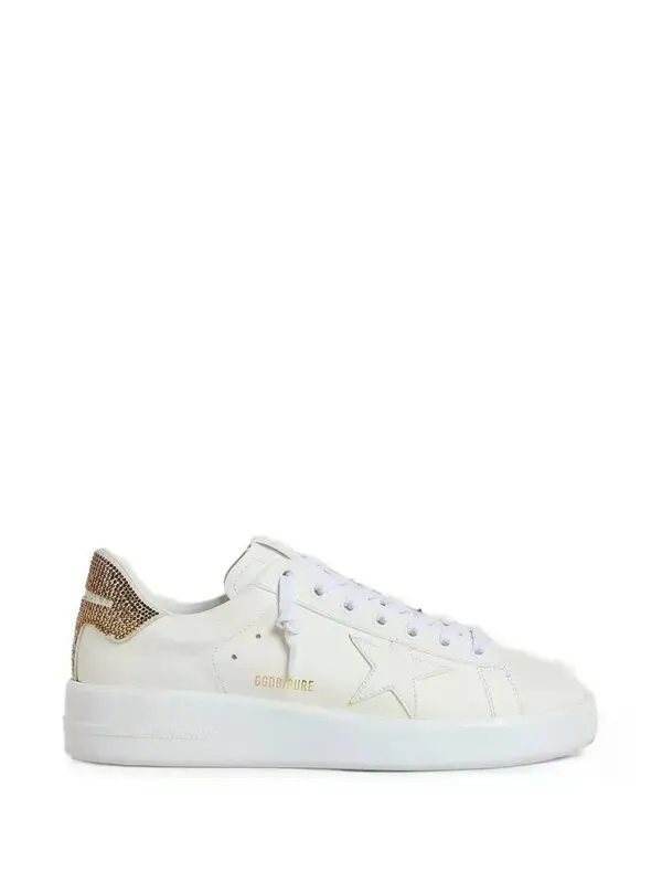 GOLDEN GOOSE Purestar Crystal-embellished Leather Sneakers - White