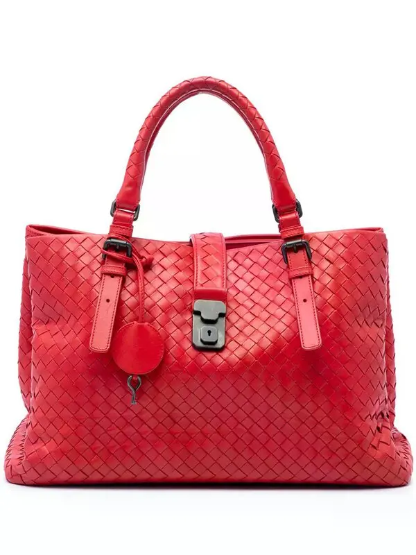 Bottega Veneta 2012-2026 Medium Nappa Intrecciato Roma Tote Bag - Red