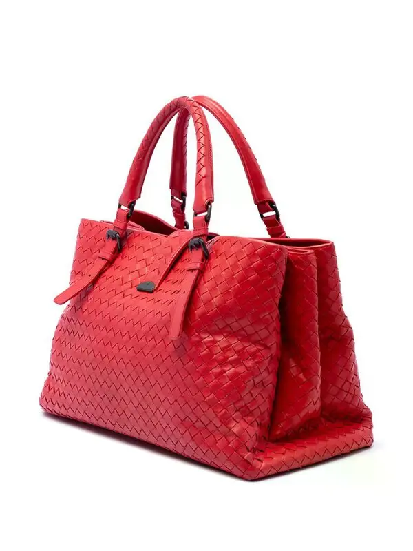 Bottega Veneta Woven Nappa Leather Roma Tote Bag - Red