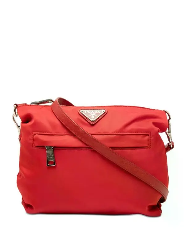 Prada 2013-2026 Tessuto Zip Top Crossbody Bag - Red