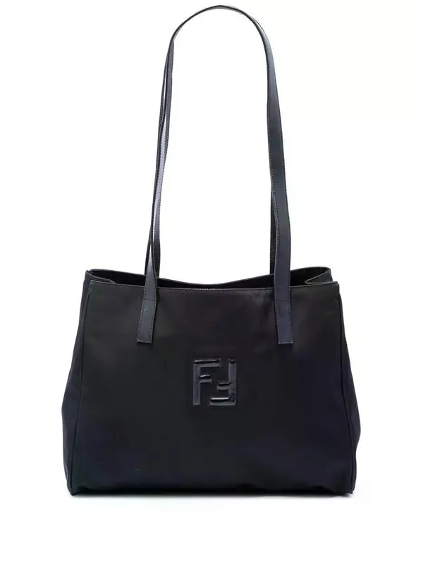 Fendi 1990-2000 Ff Nylon Tote Bag - Black