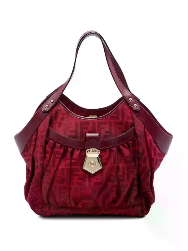 Fendi 2000-2010 Zucca Canvas Chef Tote Bag - Red