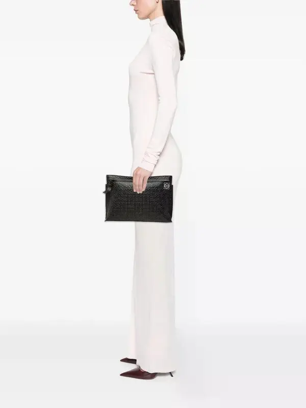 Loewe Embossed Leather Repeat T Clutch Bag