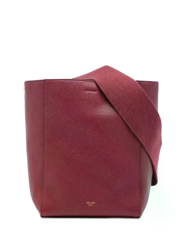 Celine 2018 Small Leather Seau Sangle Bucket Bag - Red